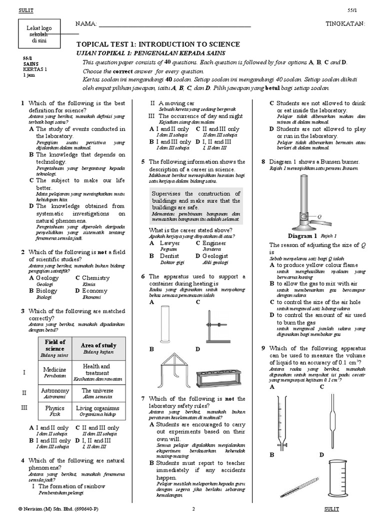 Sains Form 1 | PDF
