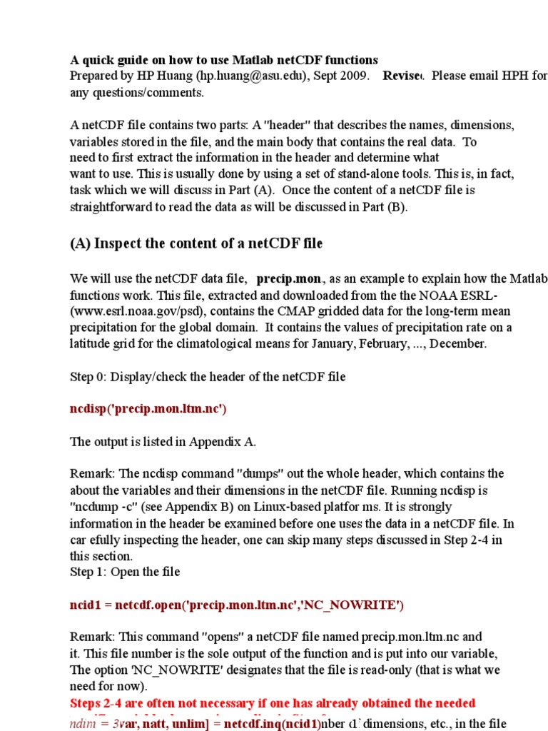 Matlab Netcdf Guide Pdf Latitude Parameter Computer Programming