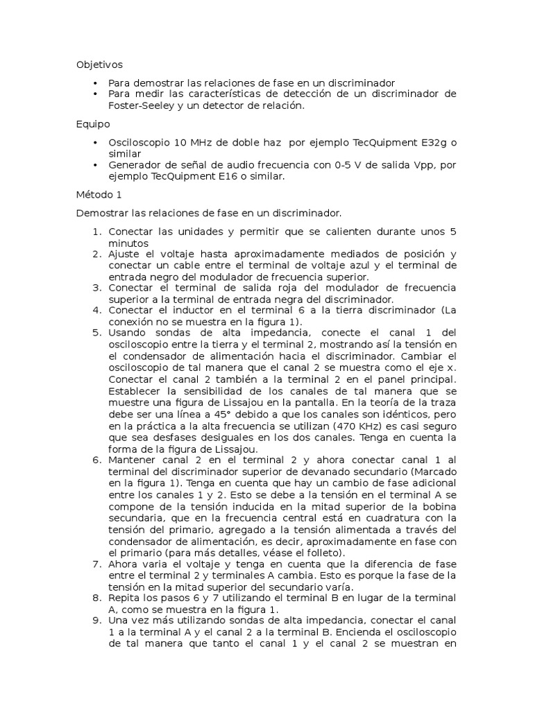 Modulacion Frecuencia Exp 2 | PDF | voltaje | Impedancia eléctrica