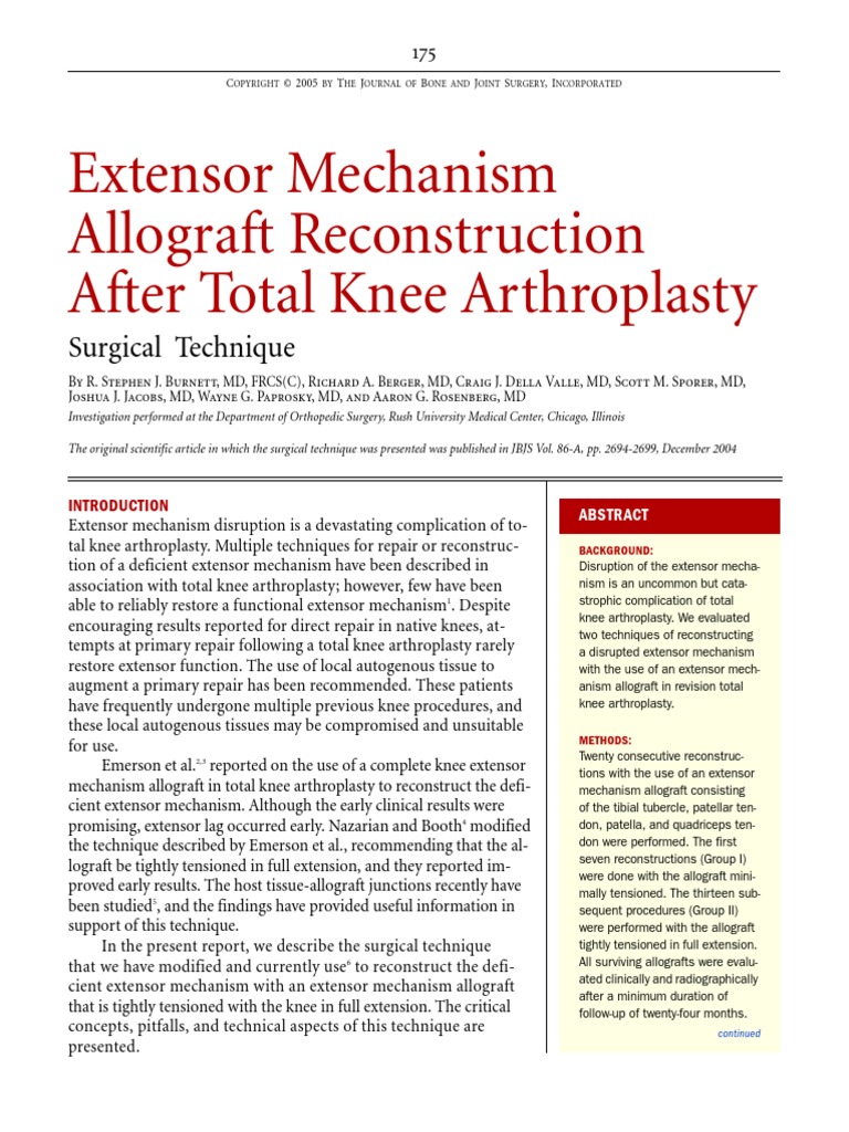 Extensor Mechanism Allograft Technique | PDF | Knee | Surgery
