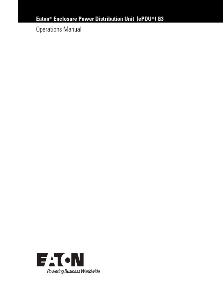 Eaton EPDU G3 Operations Manual - Rev5 | PDF | Manufactured Goods ...
