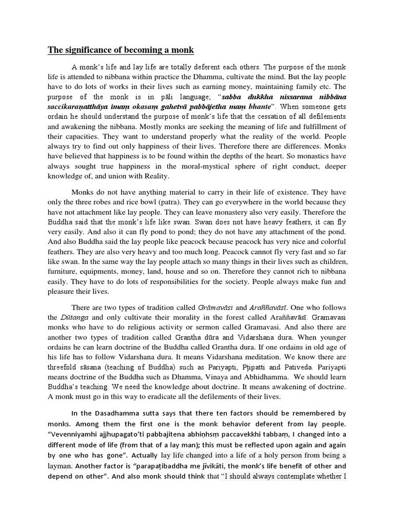 The Significance of Becoming A Monk | PDF | Monk | Gautama Buddha
