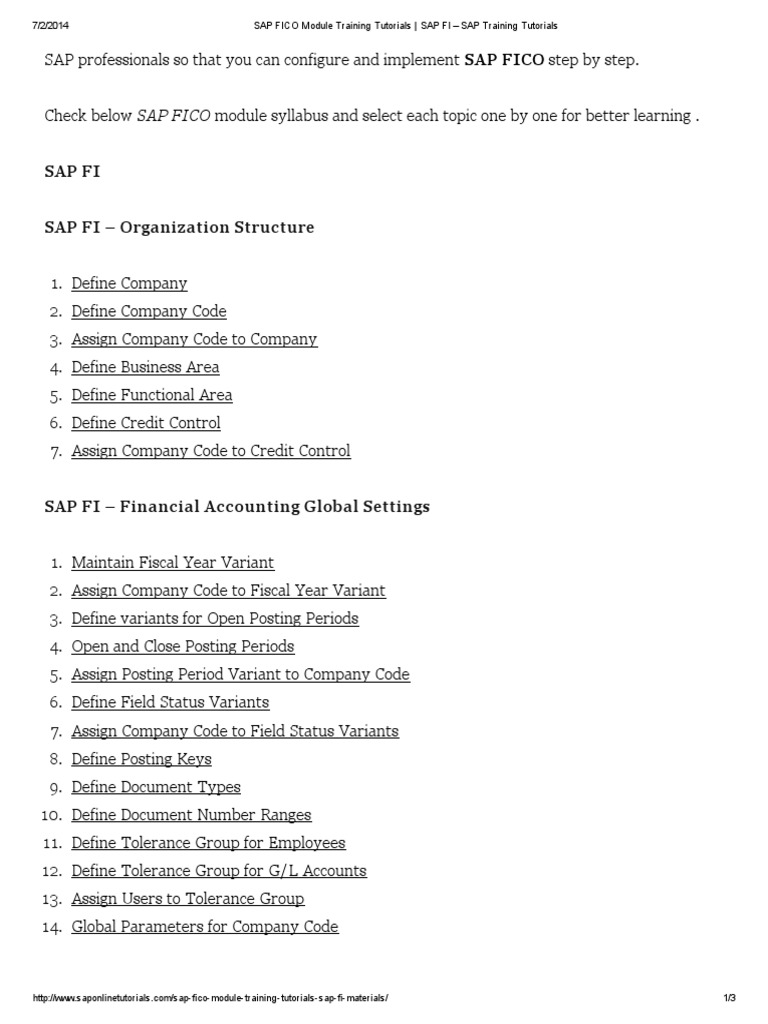 SAP FICO Module Training Tutorials - SAP FI - SAP Training Tutorials ...