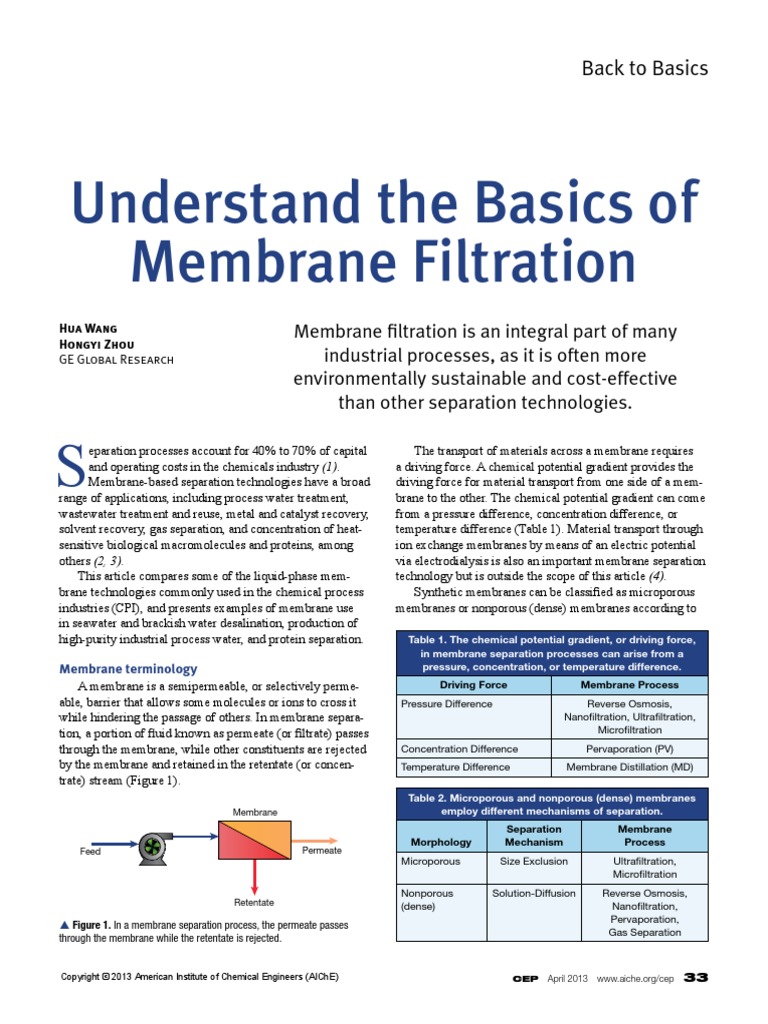 BASICS of Membrane Filtration | PDF
