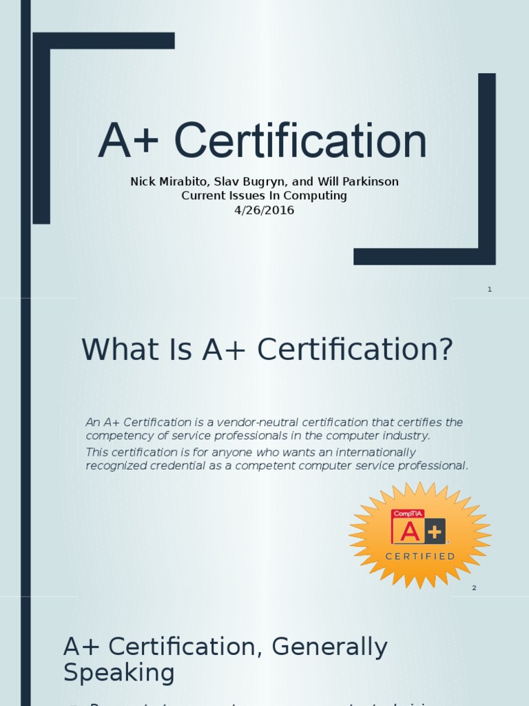 A+ Certification | PDF | Comp Tia | Certification