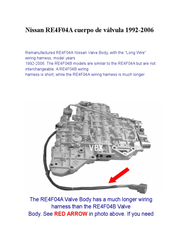 RE4F04A Valve Body Overview 1992-2006 | PDF