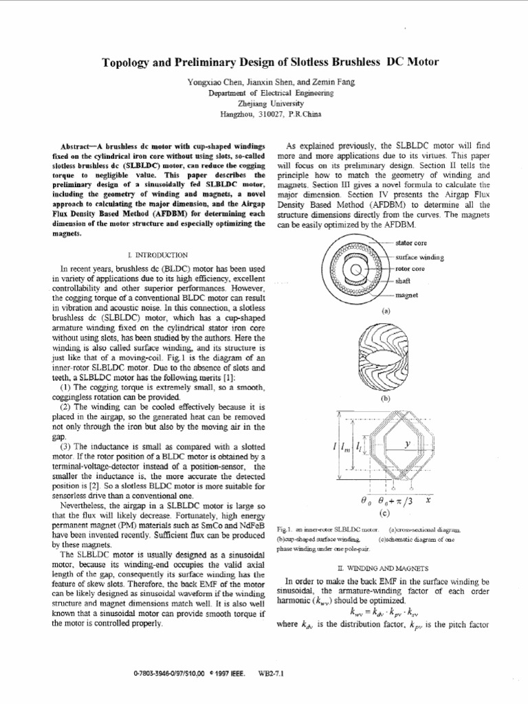 Topology and Preliminary Design Slotless Brushless Motor: of DC | PDF ...