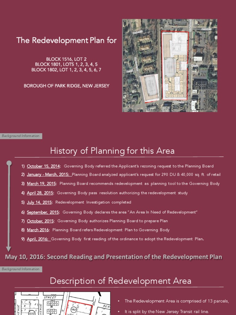 Park Ridge Redevelopment Presentation | PDF | Sidewalk | Zoning