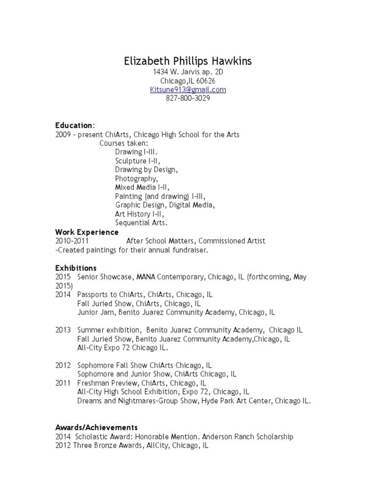 Elizabeth Phillips Hawkins Resume | PDF