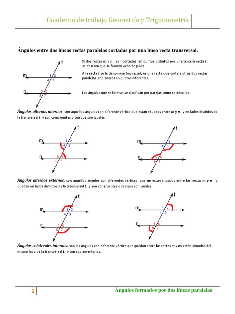 Ángulos entre Paralelas y Transversal | PDF