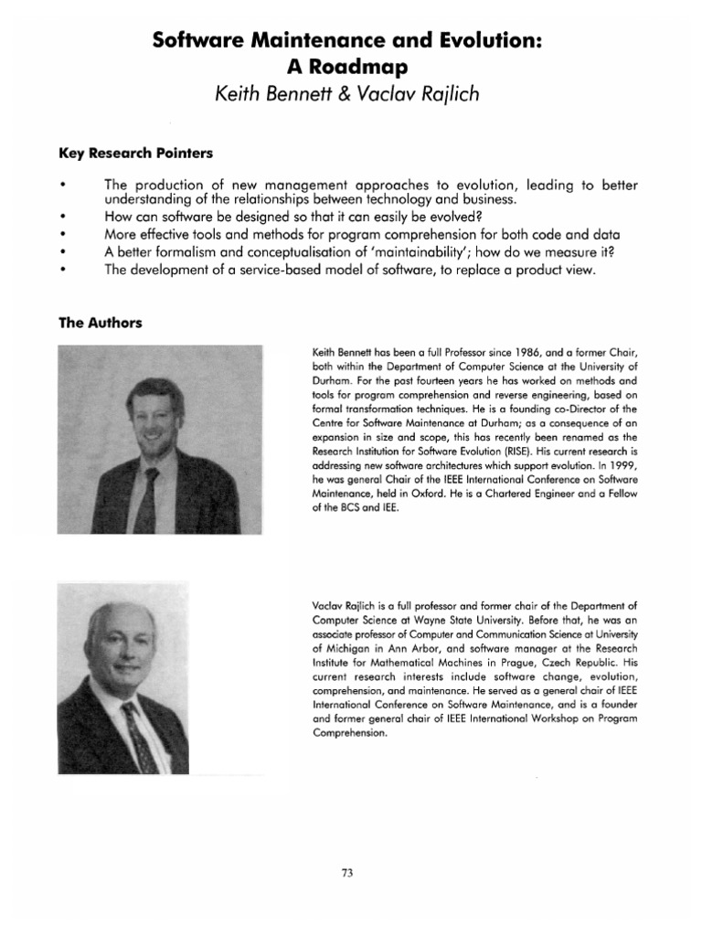 Rajlich, Bennett, 2000, Software Maintenance and Evolution. A Roadmap PDF | PDF | Component ...