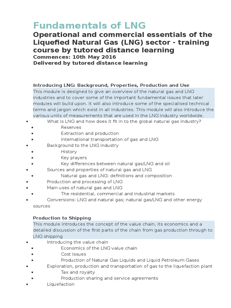 LNG Course | PDF | Liquefied Natural Gas | Natural Gas