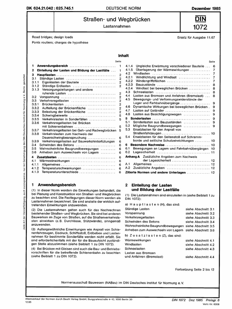 Din 1072 12-85 | PDF