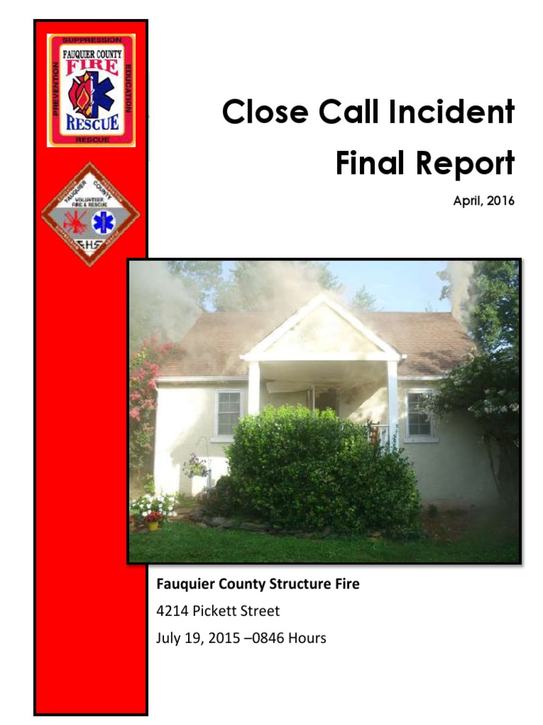 Fauquier County Fire Rescue Close Call Report | PDF | Firefighter ...