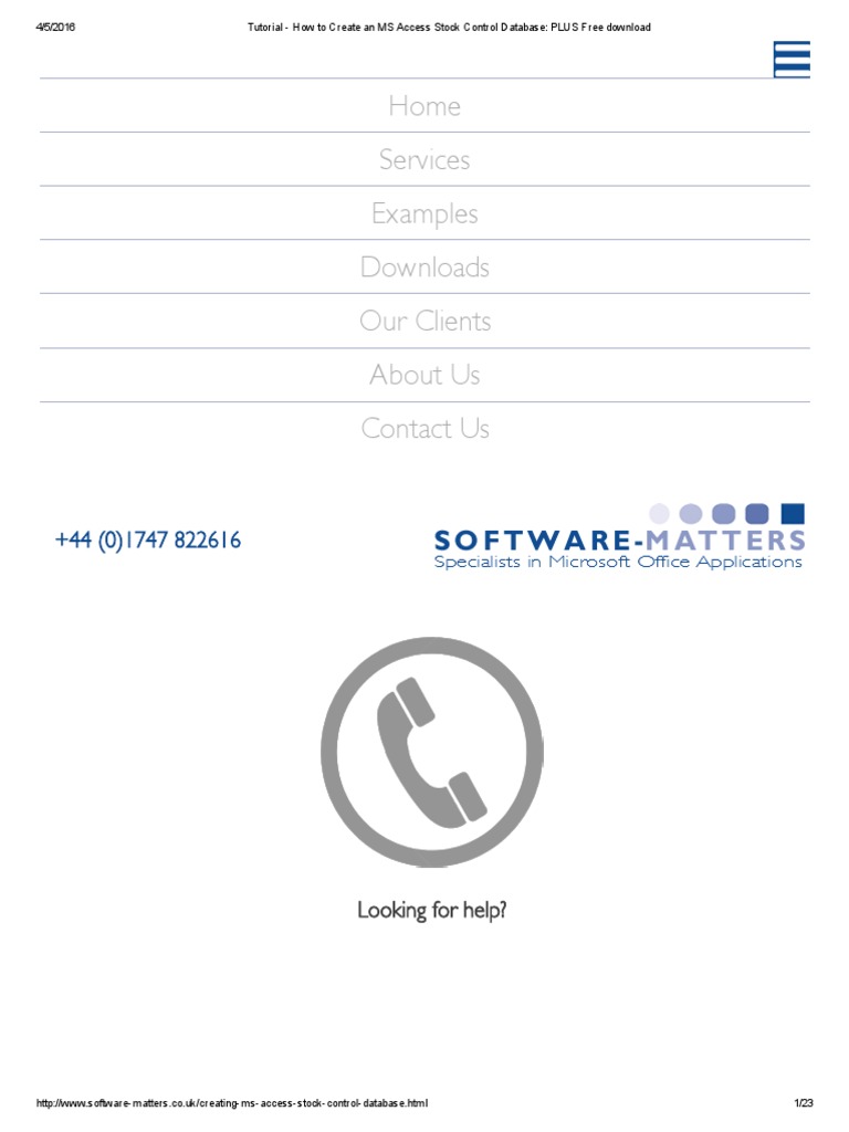 Tutorial - How To Create An MS Access Stock Control Database | PDF | Microsoft Access | Databases