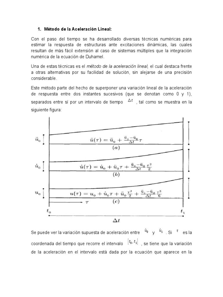 Método de Aceleración Lineal y Fórmulas | PDF | Ecuaciones | Integral