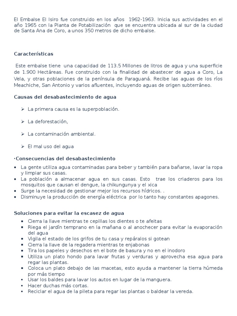 El Embalse El Isiro | PDF