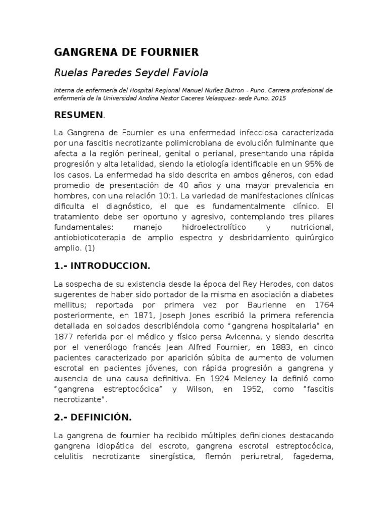 Gangrena de Fournier: Definición y Tratamiento | PDF | Septicemia ...