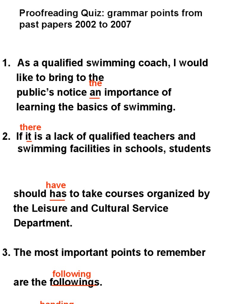 Proofreading Quiz: Grammar Errors 2002-2007 | PDF