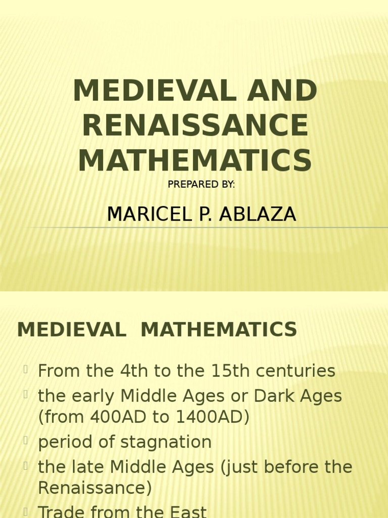 Medieval and Renaissance | PDF | Algebra | Teaching Mathematics