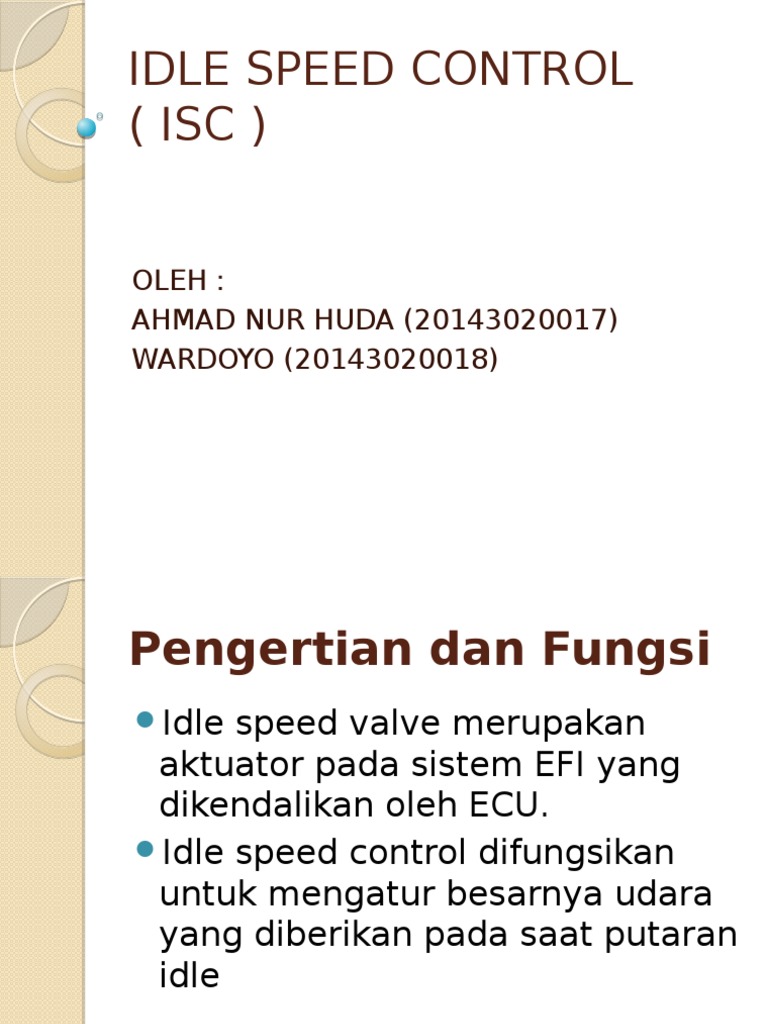 Idle Speed Control (Isc) | PDF | Teknologi & Rekayasa