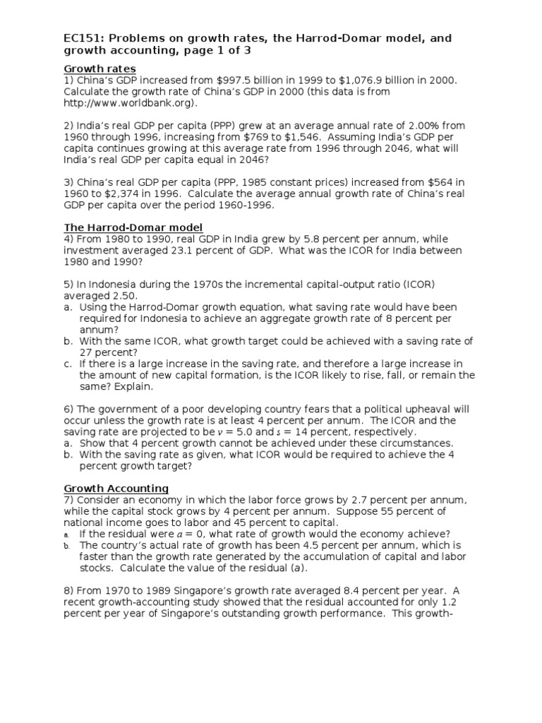Practice Problems 1 | PDF | Economic Growth | Macroeconomics