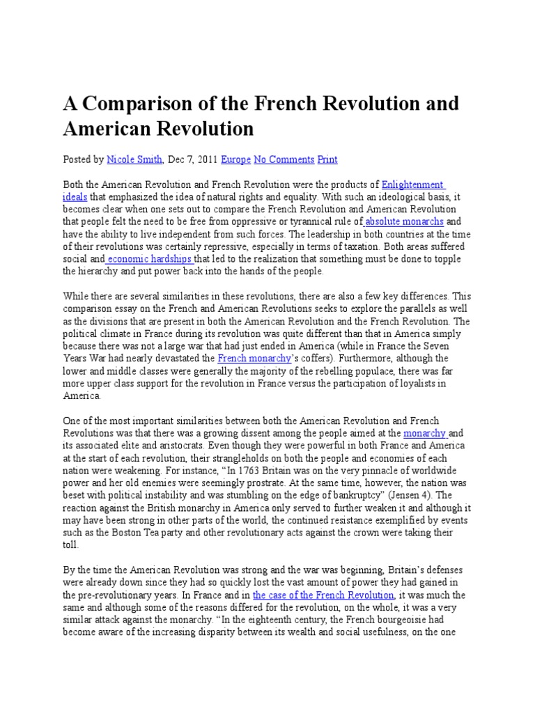 Comparing the American and French Revolutions | PDF | American ...