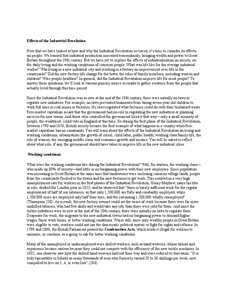 Social Effects of the Industrial Revolution | PDF | Industrial ...