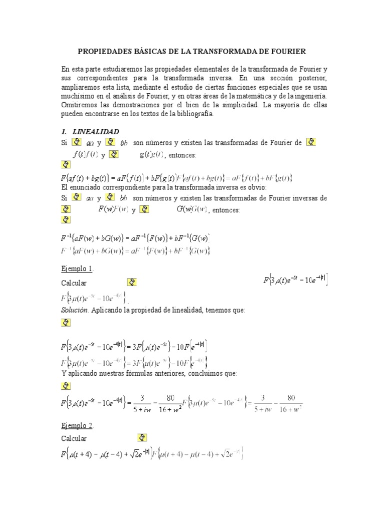 Propiedades de la Transformada de Fourier | PDF | Transformada de ...