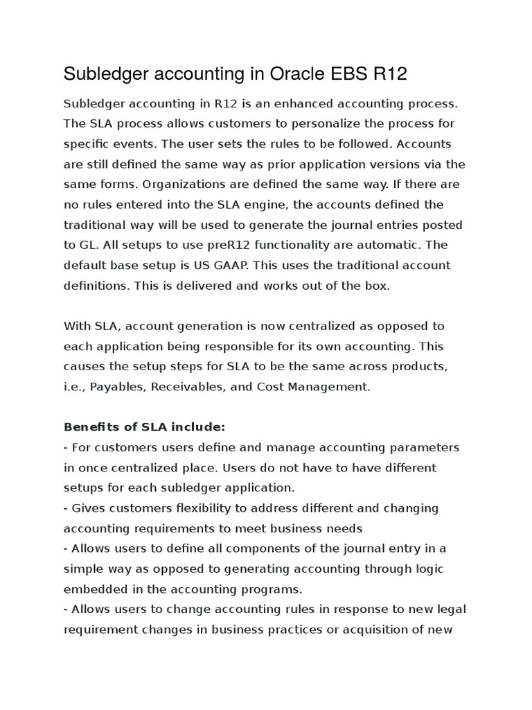 Subledger Accounting in Oracle EBS R12 | PDF | Inventory | Debits And ...