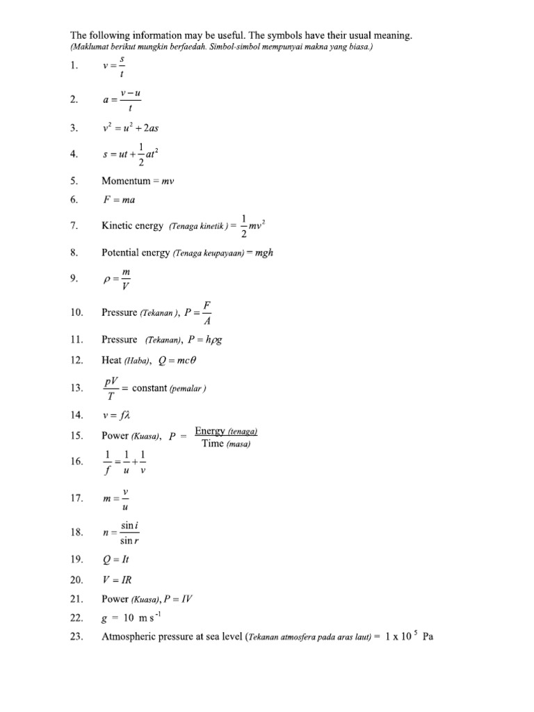 Formula Fizik PDF | PDF
