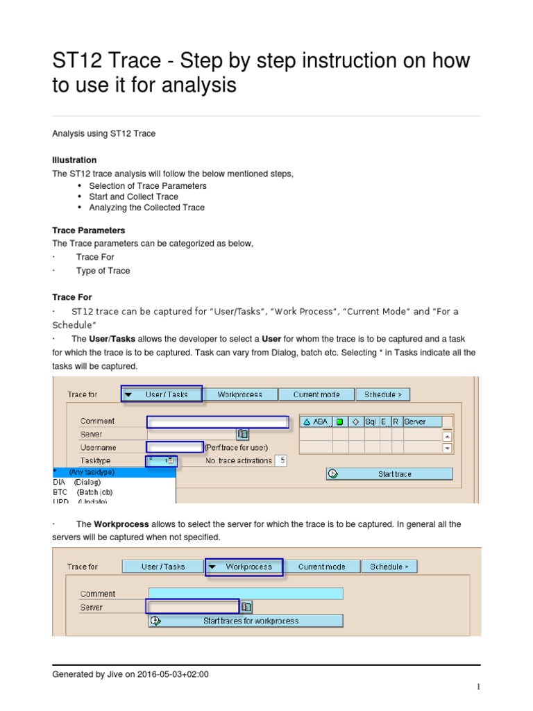 ST12 Trace - Step by Step Instruction On How To Use It For Analysis ...