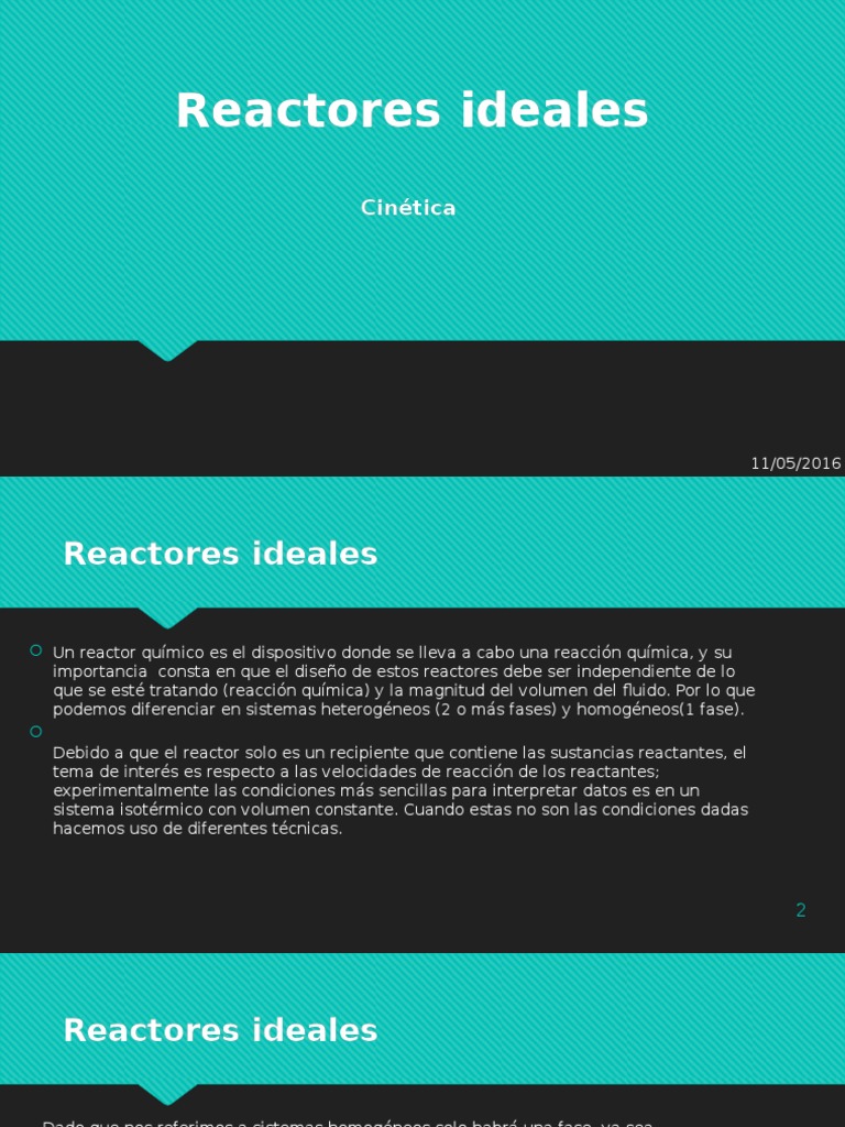 Reactores Ideales | PDF | Reactor Quimico | Velocidad de reacción