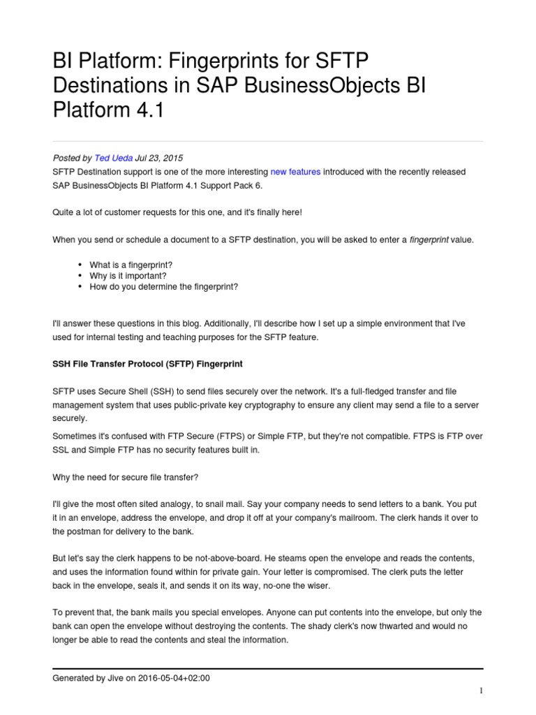 Fingerprints For SFTP Destinations in SAP BusinessObjects BI Platform 4 ...