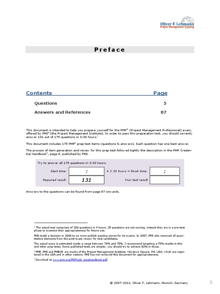 PMP Sample Questions | PDF | Project Management | Project Management ...