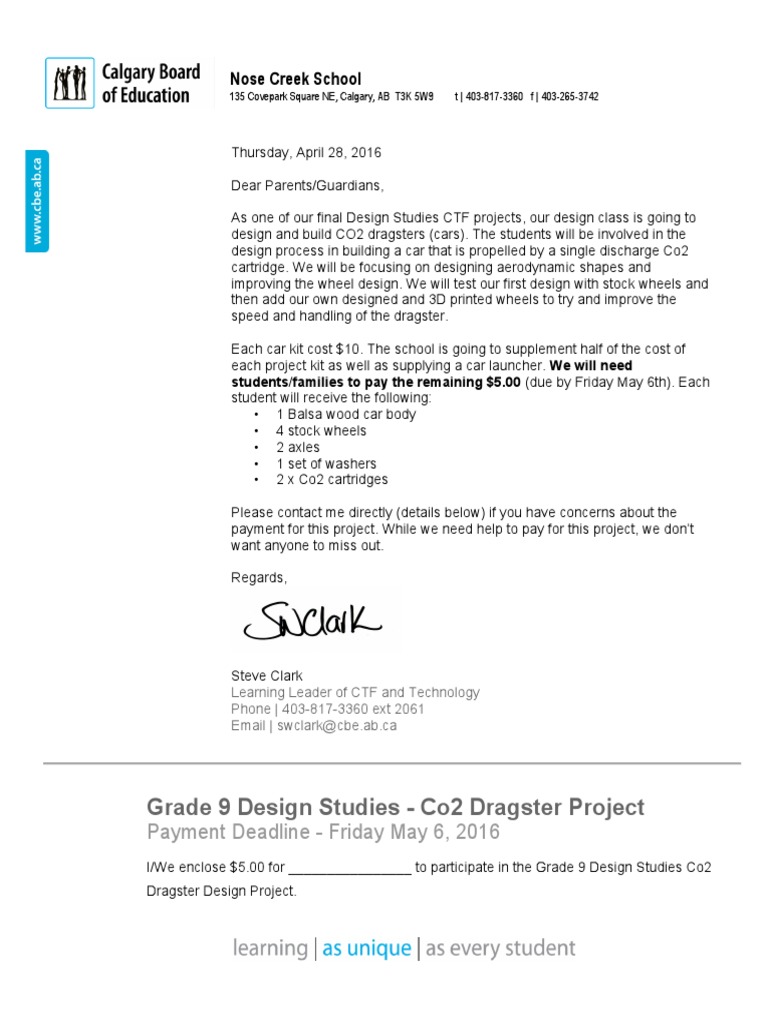 Grade 9 CO2 Dragster Project Details | PDF | Career & Growth ...