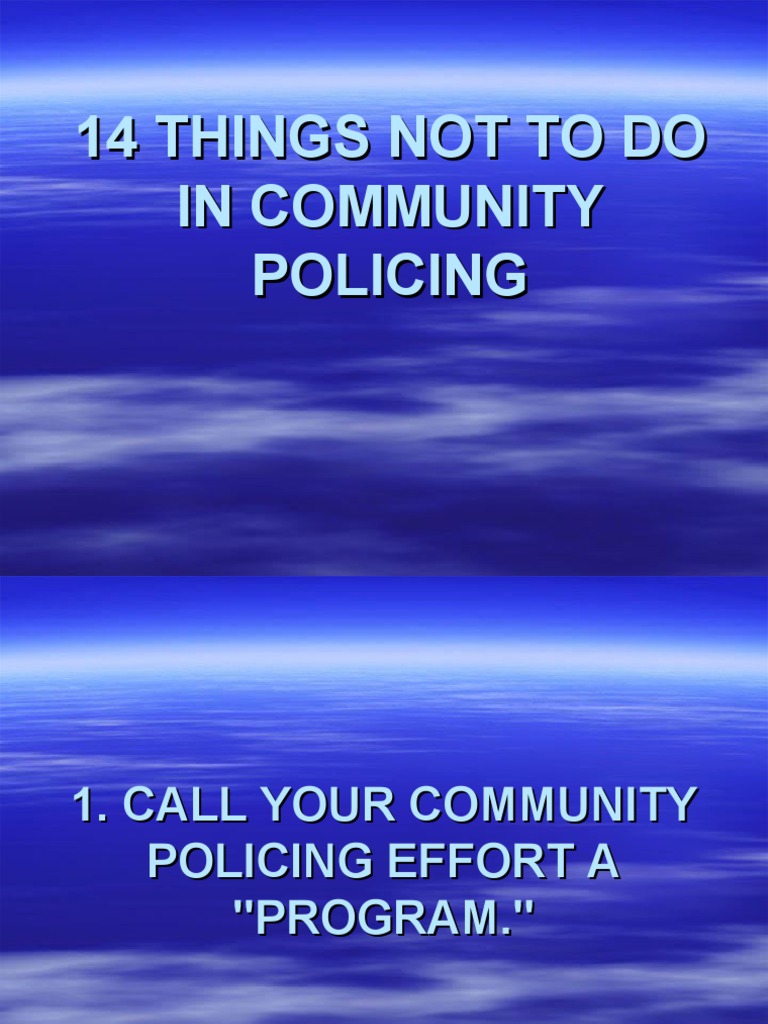 14 Things Not To Do in Community Policing | PDF
