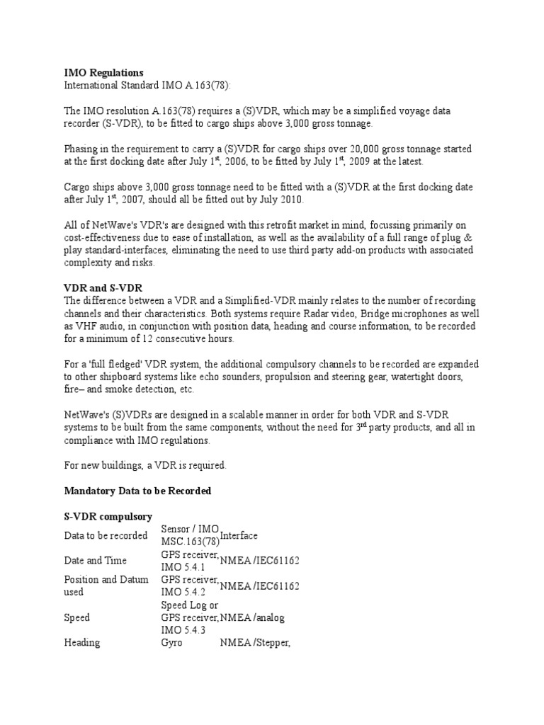 Difference Between VDR and S-VDR | PDF | Radar | Ships