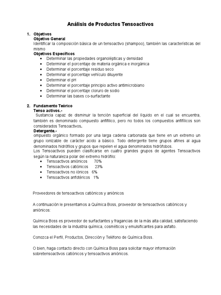 TENSOACTIVOS | Descargar gratis PDF | Compuestos químicos | Química