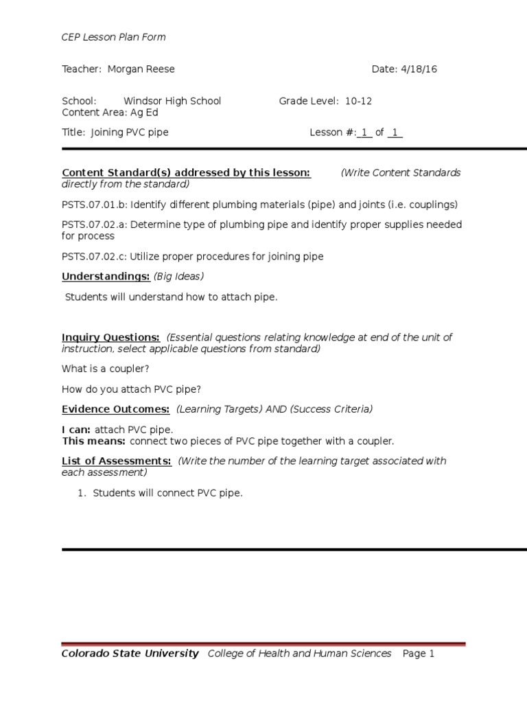 Plumbing Lesson | PDF | Lesson Plan | Plumbing