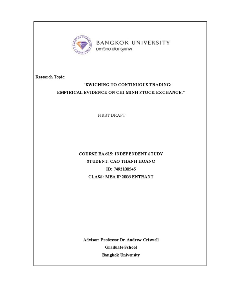 First Draft Paper | PDF | Order (Exchange) | Financial Markets