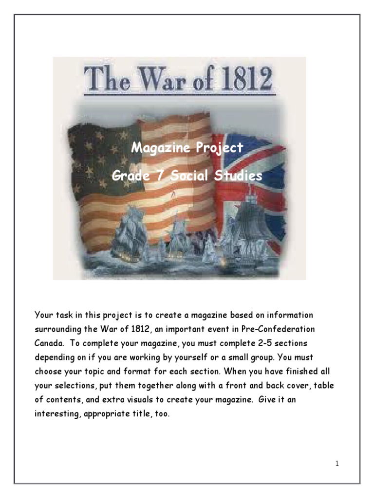 Grade 7 War of 1812 Magazine | PDF | Citation | Brainstorming