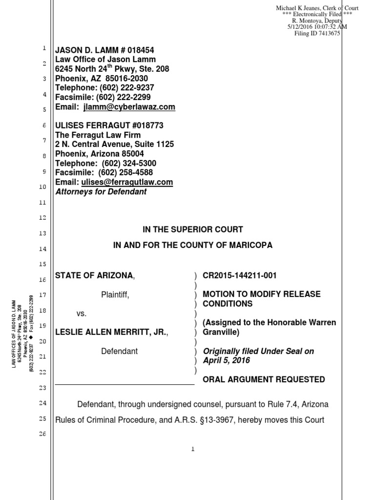 Motion To Modify Release Conditions | PDF | Tire | Vehicle Technology