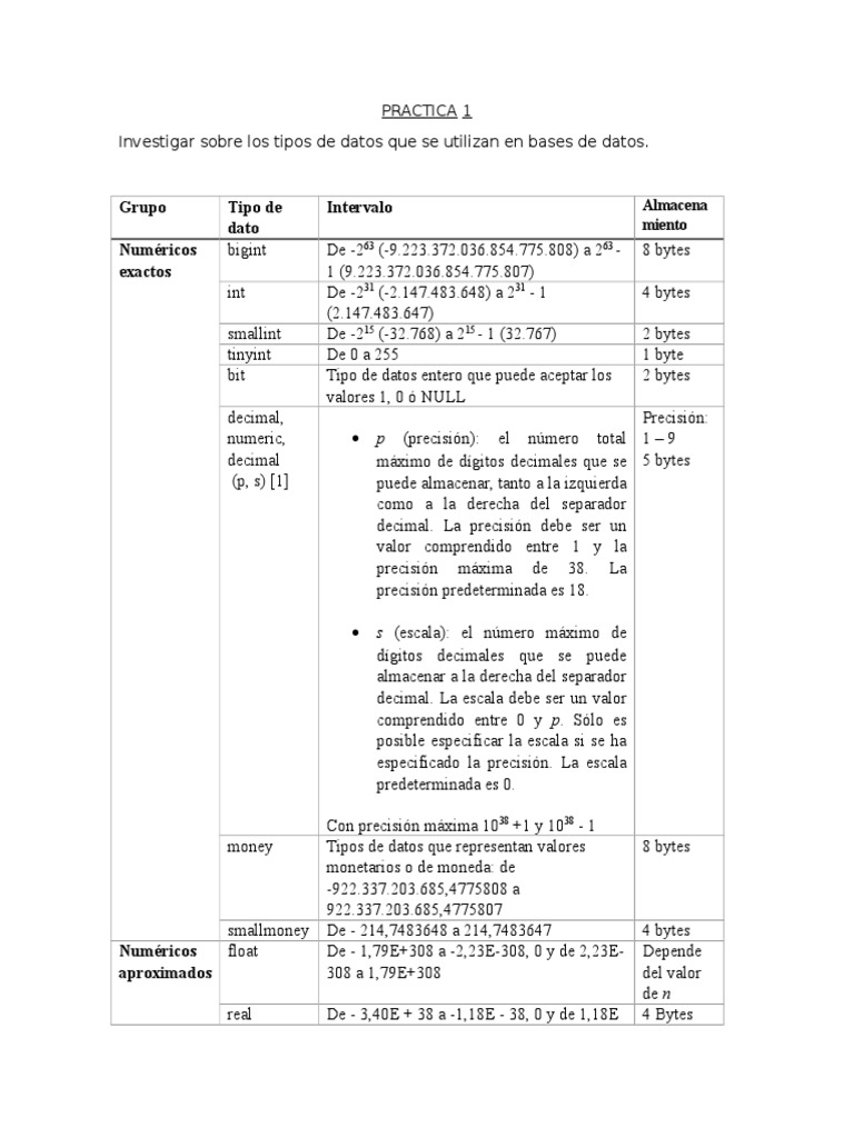 Tipos de Datos | PDF | Tipo de datos | Decimal