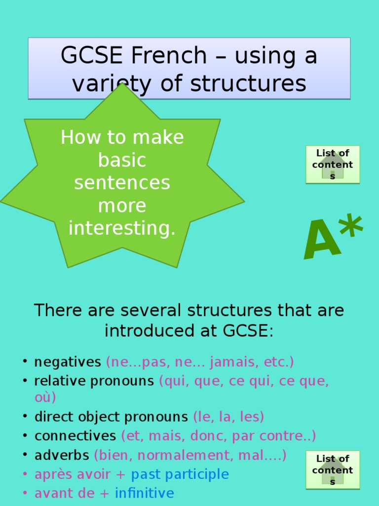 Enhance GCSE French Sentence Structures | PDF | Morphology | Semantics