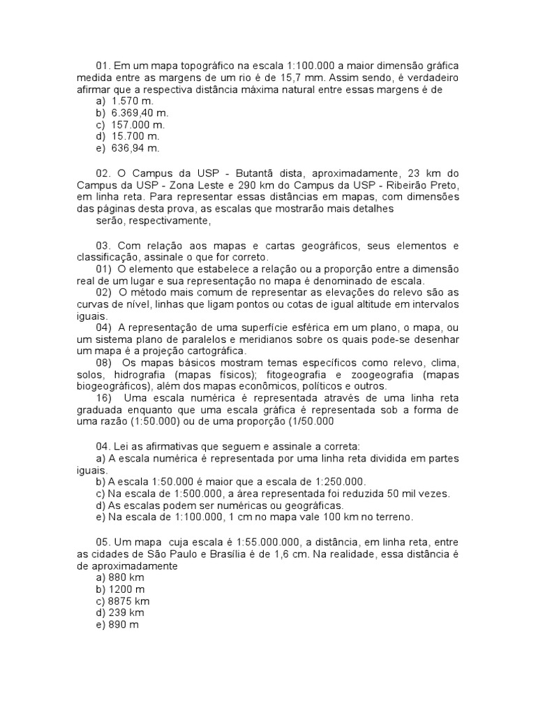 Exercícios de Escala | PDF | Mapa | Geografia