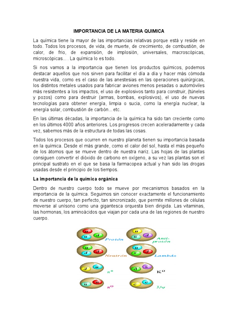 Importancia de La Materia Quimica | Descargar gratis PDF | Importar ...
