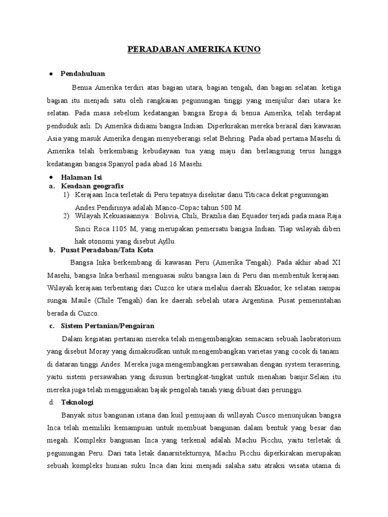 Peradaban Amerika Kuno (Reni Yulandari) | PDF | Sejarah