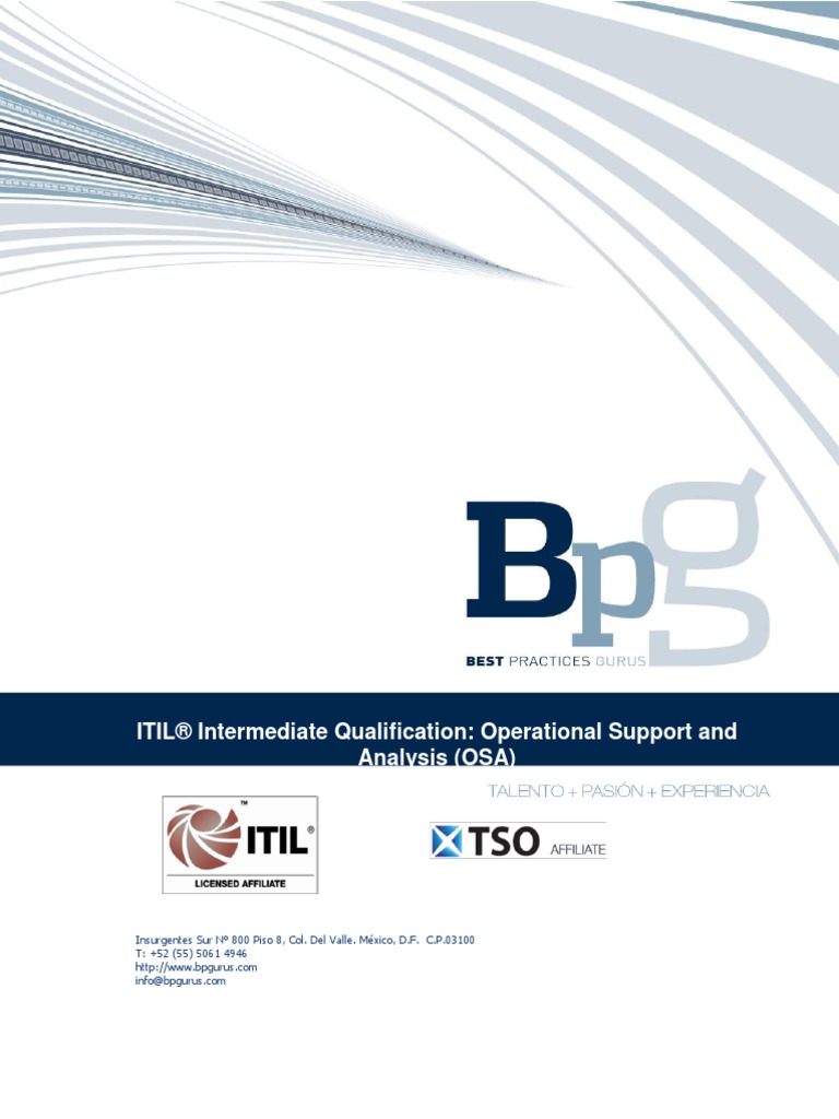 Analisis Soporte y Operacion OSA | PDF | Itil | Gestión de la información