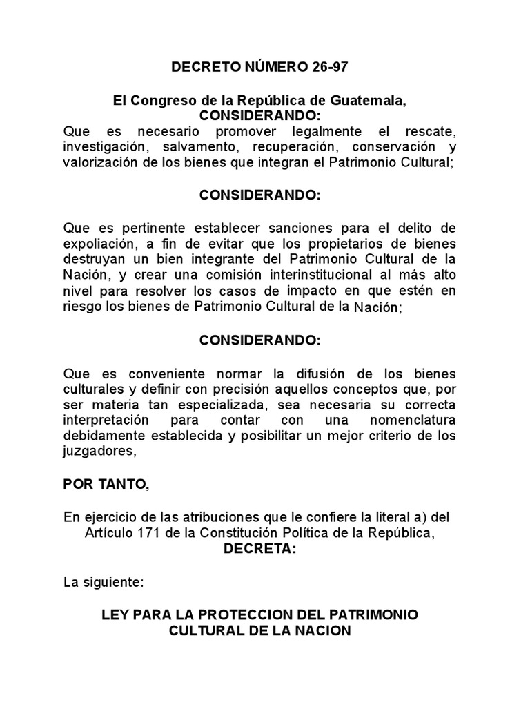Ley para La Proteccion Del Patrimonio Cultural de La Nacion | PDF | Propiedad | Arqueología